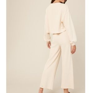 Listicle | Intimates & Sleepwear | Knit Off White Sweatsuit Wide Leg ...